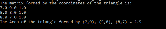 Java Program To Program To Compute The Area Of A Triangle Using Determinants Kashipara