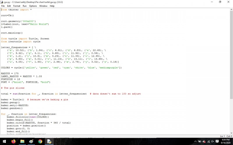 Pie Chart Turtle Using Python Tkinter Project In Python With Source Code And Report Download