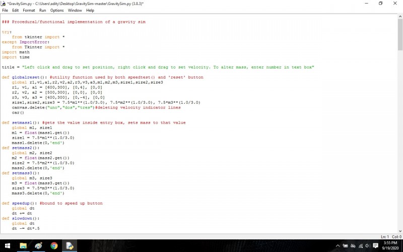 Download Gravity Simulator Using Python Tkinter Project In Python With Source Code And Report