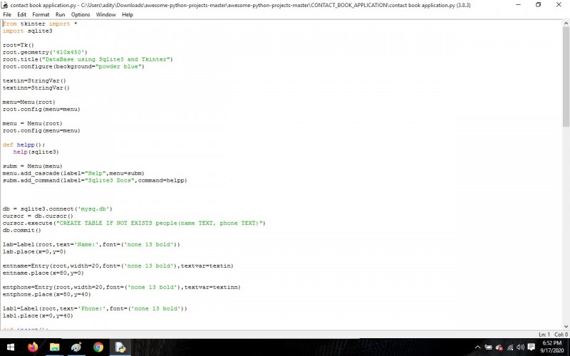 Download Contact Book Application Using Python Tkinter Project In Python With Source Code And