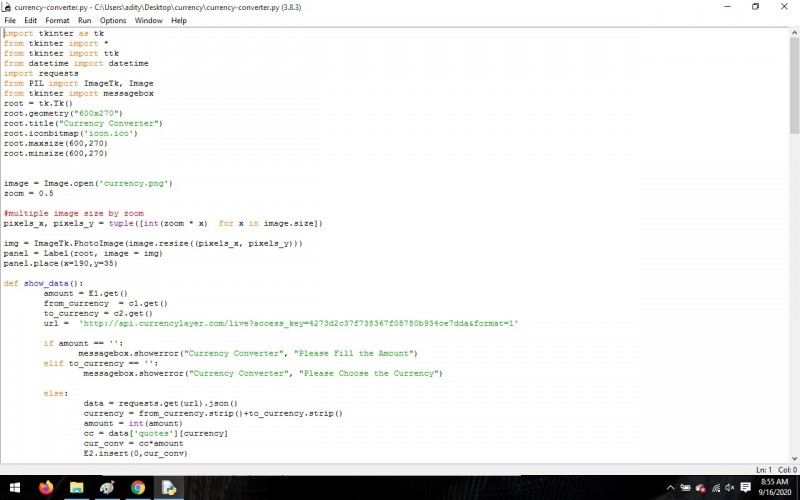 Currency Converter Using Python Tkinter Project In Python With Source Code And Report Kashipara
