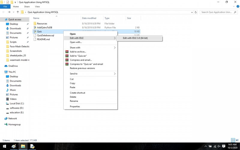 Download Quiz Application Using Mysql Python Tkinter Project In Python With Source Code And