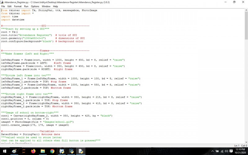 Download Attendance Register App Using The Python Tkinter Project In Python With Source Code