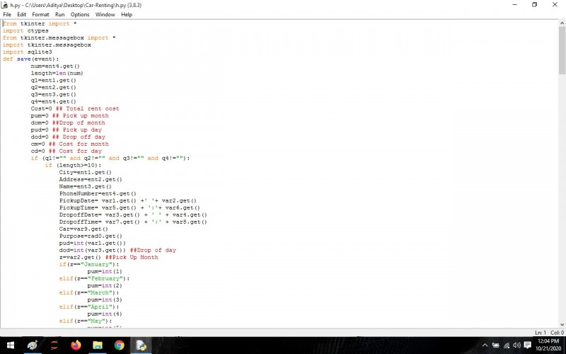 Car Renting App Using The Python Tkinter Project In Python With Source Code And Report