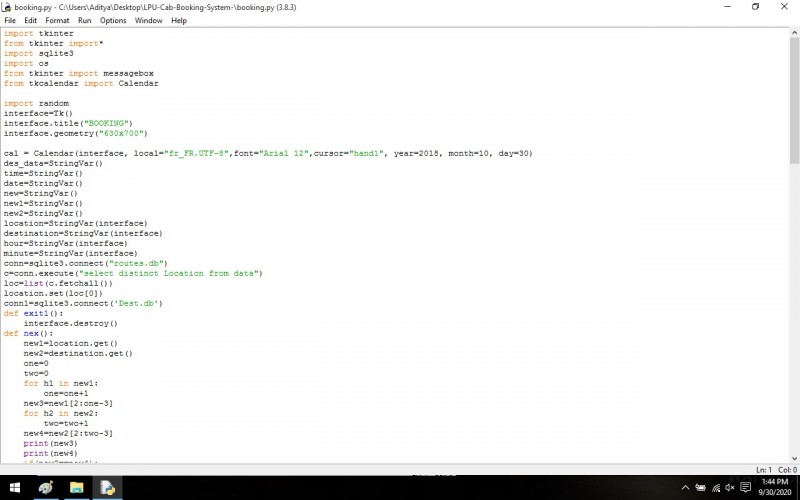 University Cab Booking System Using The Python Tkinter Project In Python With Source Code And