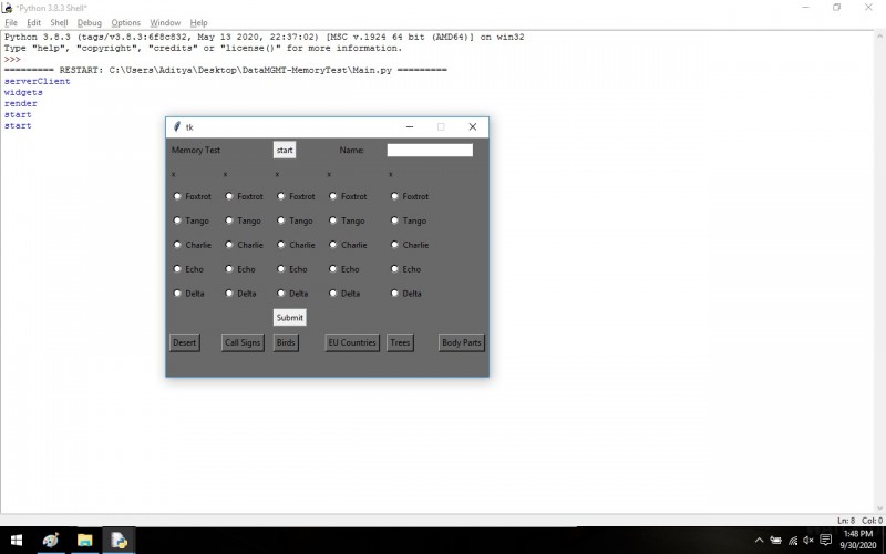 Download Data Memory Test Using The Python Tkinter Project In Python With Source Code And