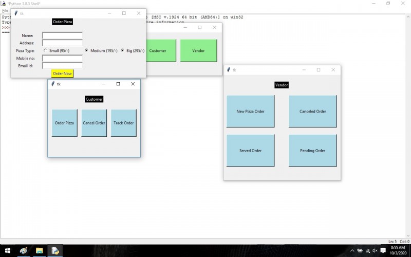 Pizza Delivery System Using The Python Tkinter Project In Python With Source Code And Report