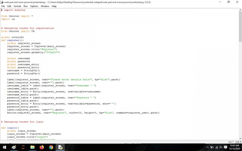 Password Protected Notepad App Using The Python Tkinter Project In Python With Source Code And