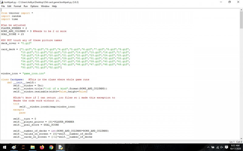Download Old Retro Card Game App Using The Python Tkinter Project In Python With Source Code