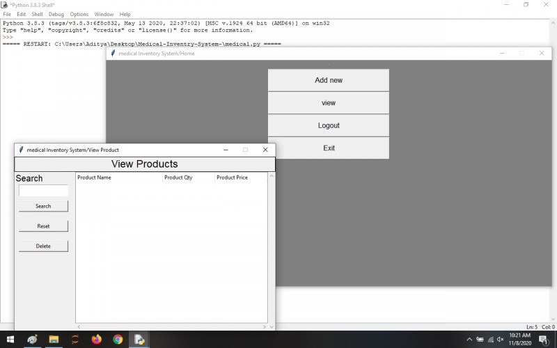 Medical Inventery System App Using The Python Tkinter Project In Python With Source Code And
