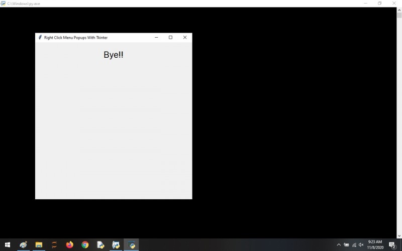Python Program To Right Click Menu Popups App Using The Python Tkinter Kashipara