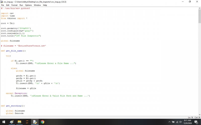 Python Program To Csvfileinspector App Using The Python Tkinter Kashipara