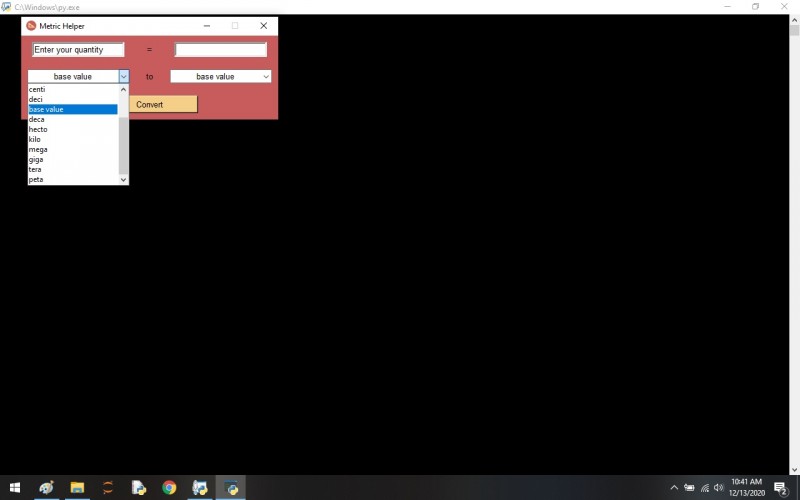 Python Program To Metric Helper App Using The Python Tkinter Kashipara