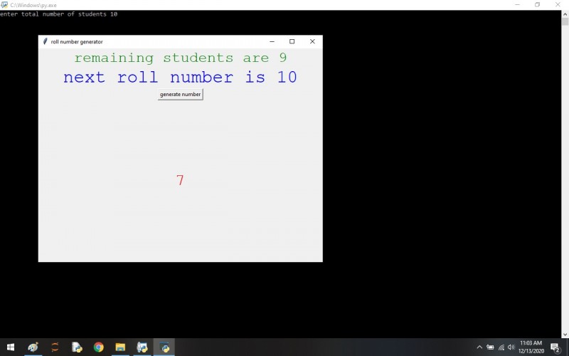 Python Program To Random Roll Number Generator Gui App Using The Python Tkinter Kashipara