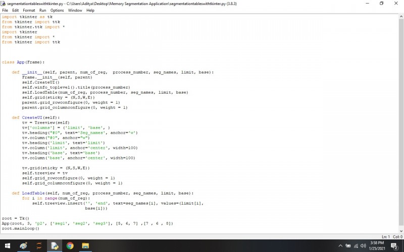 Python Program To Memory Segmentation Application Gui App Using The Python Tkinter Kashipara
