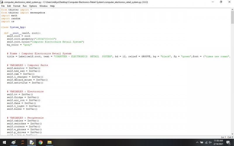 Python Program To Computer Electronics Retail System App Using The Python Tkinter Kashipara