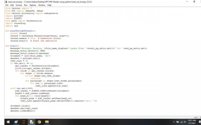 Python Program To Ppt Pdf Reader Using Python App Using The Python Tkinter Kashipara