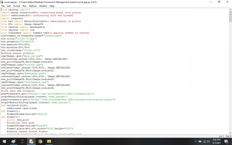 Python program to Coronavirus-Management-System App Using The Python ...