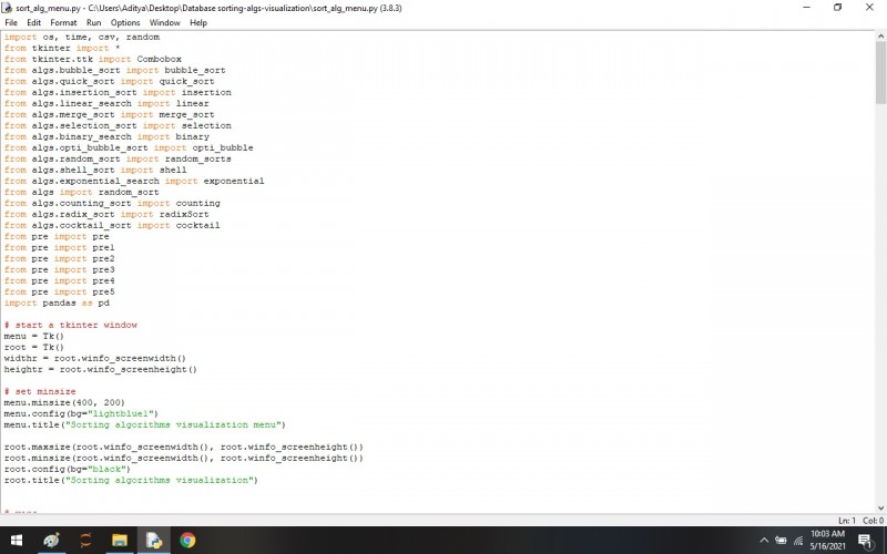 Python Program To Database Sorting Algs Visualization App Using The Python Tkinter Kashipara