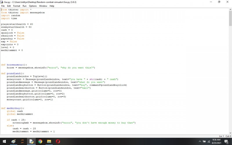 Python Program To Random Combat Simuator App Using The Python Tkinter Kashipara