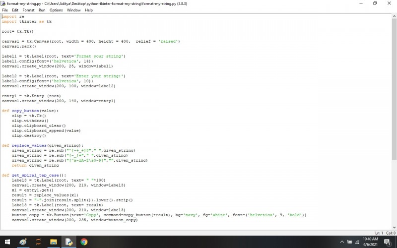Python Program To Python Tkinter Format My String Using Python Tkinter Kashipara