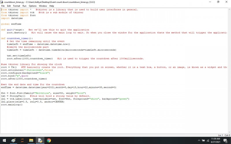 Python Program To Event Count Down Using Python Tkinter Kashipara