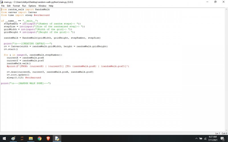 Python Program To Random Walk Python Using Python Tkinter Kashipara