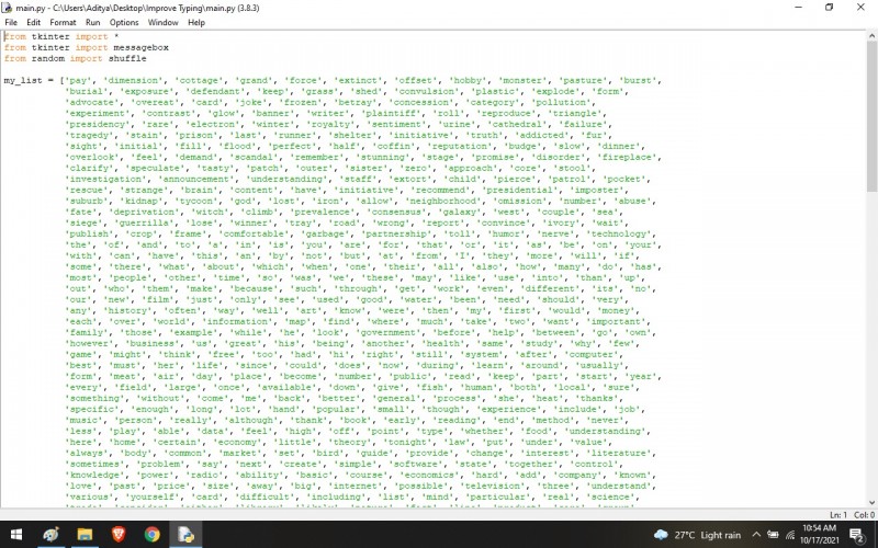 Python Program To Basic Improve Typing Using Python Tkinter Kashipara