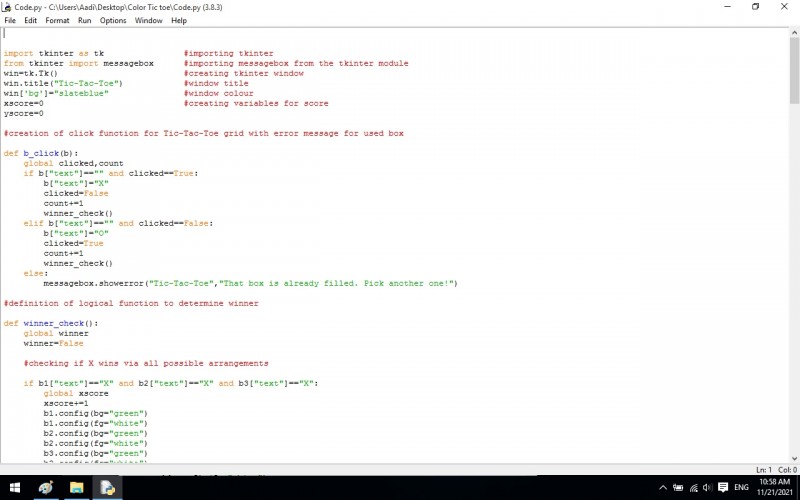 Python Program To Basic Color Tic Toe Using The Python Language Tkinter Kashipara