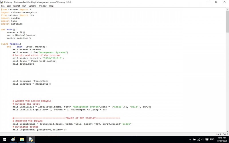Python Program To Basic Management System Using The Python Language Tkinter Kashipara