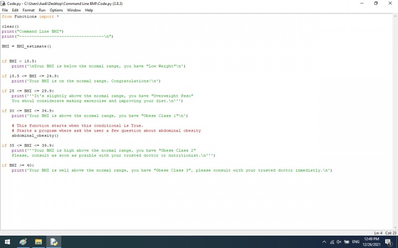 Python Program To Basic Command Line Bmi Using Python Tkinter Kashipara
