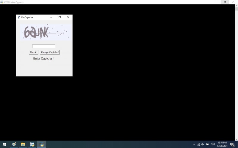 Python Program To Basic Captcha Using The Python Language Tkinter Kashipara