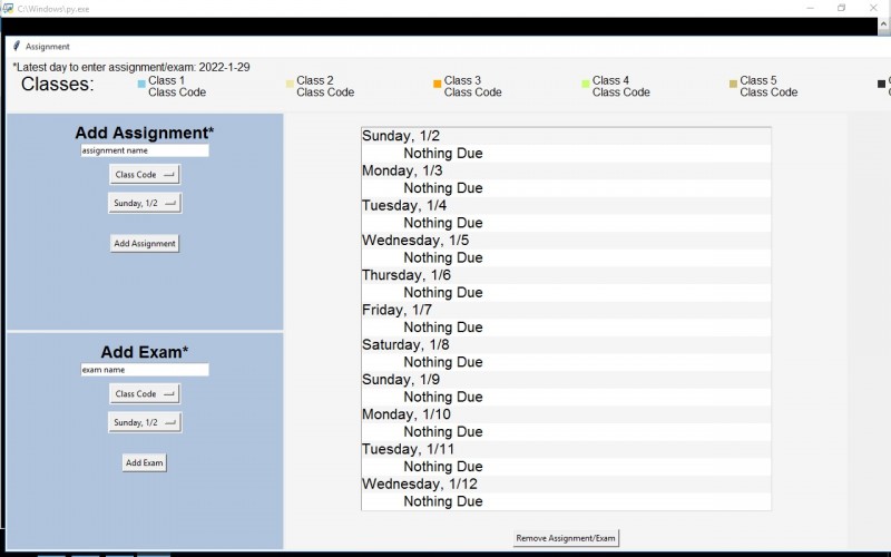 Python Program To Basic Assignment Manager Using The Python Tkinter Kashipara