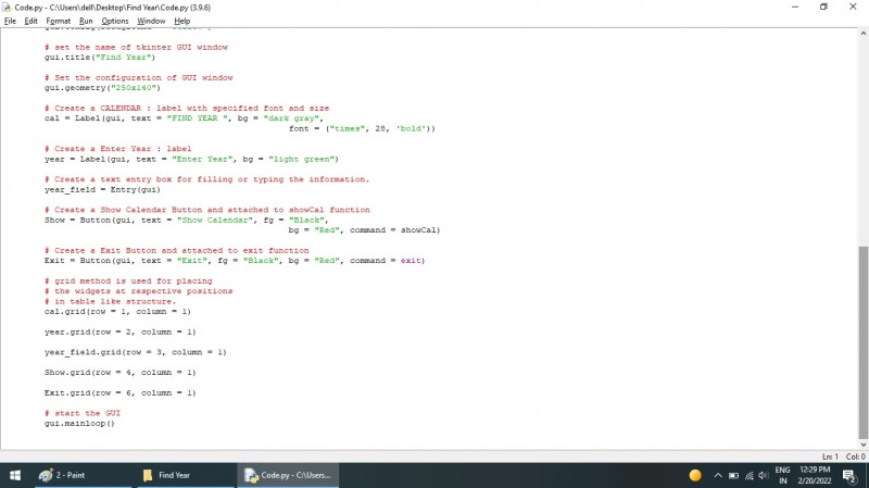 Python Program To Basic Find Year Using The Python Tkinter Kashipara