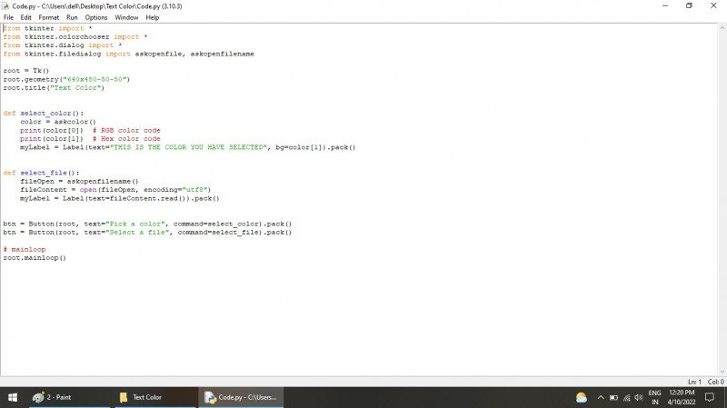 Python program to Basic New Text Color Using The Python- Tkinter ...