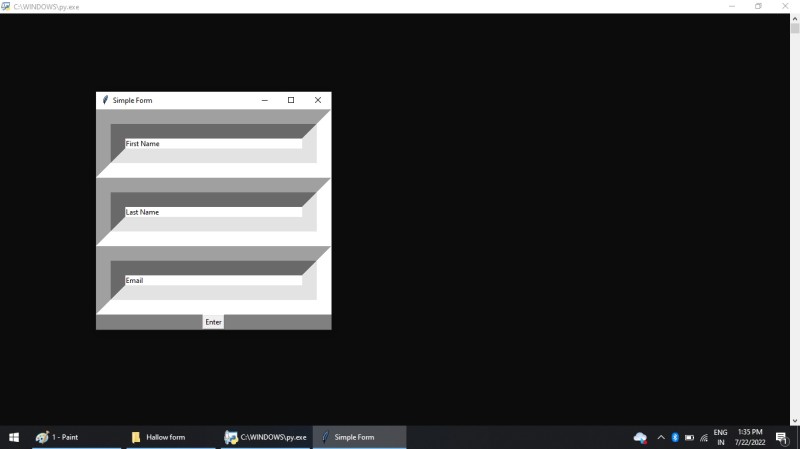 Python Program To Basic New Hallow Form Design Using The Python Tkinter Kashipara