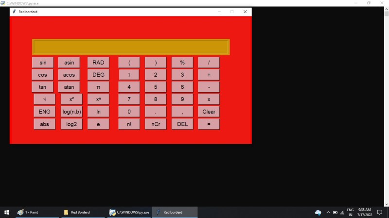 Python Program To Basic New Red Borderd Design Using The Python Tkinter Kashipara