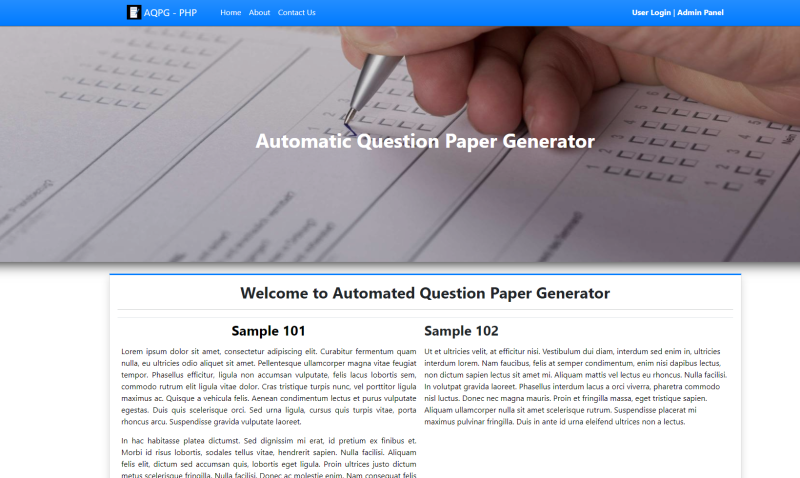Automatic Question Paper Generator System Project In Php With Source Code And Report Download
