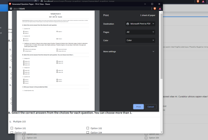 Automatic Question Paper Generator System Project In Php With Source Code And Report Download