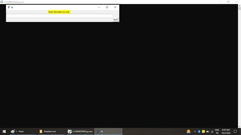 Python Program To Basic New Detailed Sort Design Using The Python Tkinter Kashipara