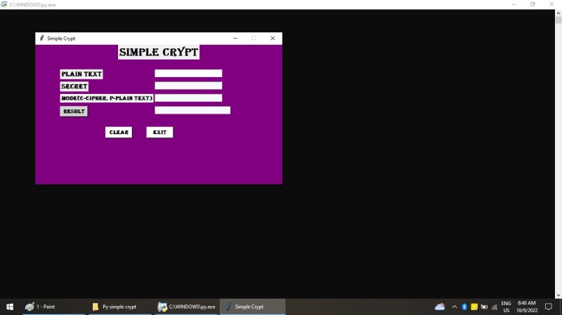 Python Program To Basic New Py Simple Crypt Design Using The Python Tkinter Kashipara