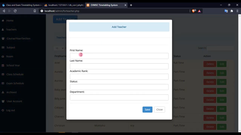 Class And Exam Timetabling System Project In Php With Source Code And Report Download