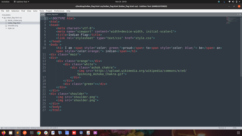 Download Indian Flag Using Html Css Project In Html Css And Js With Source Code And Report
